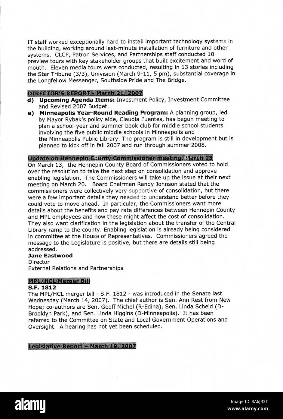 This 2007 bulletin for Minneapolis Public Library employees provides ...