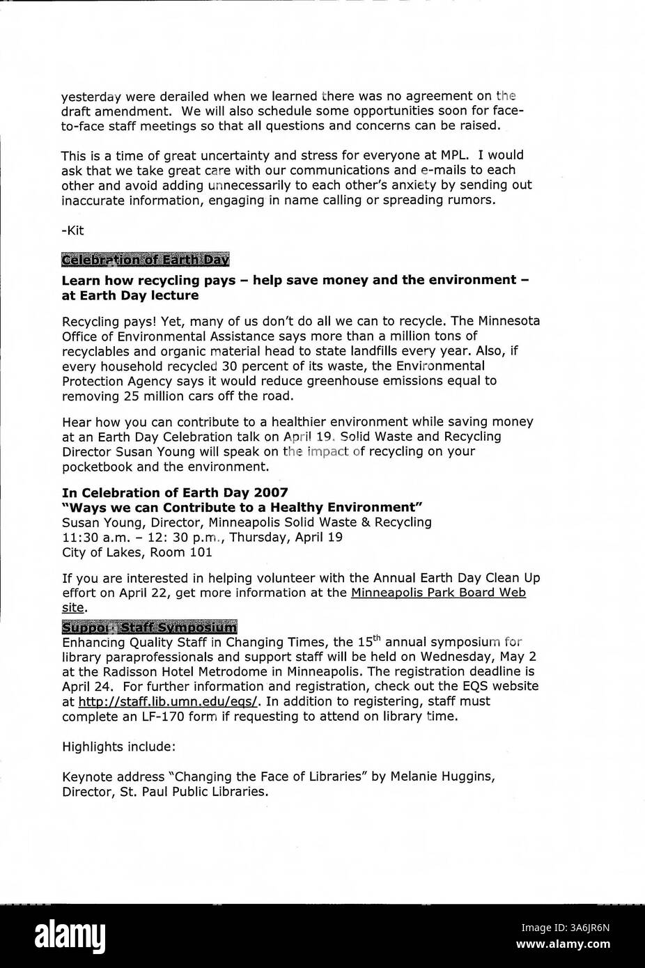 This weekly bulletin from 2007 offers Minneapolis Public Library ...