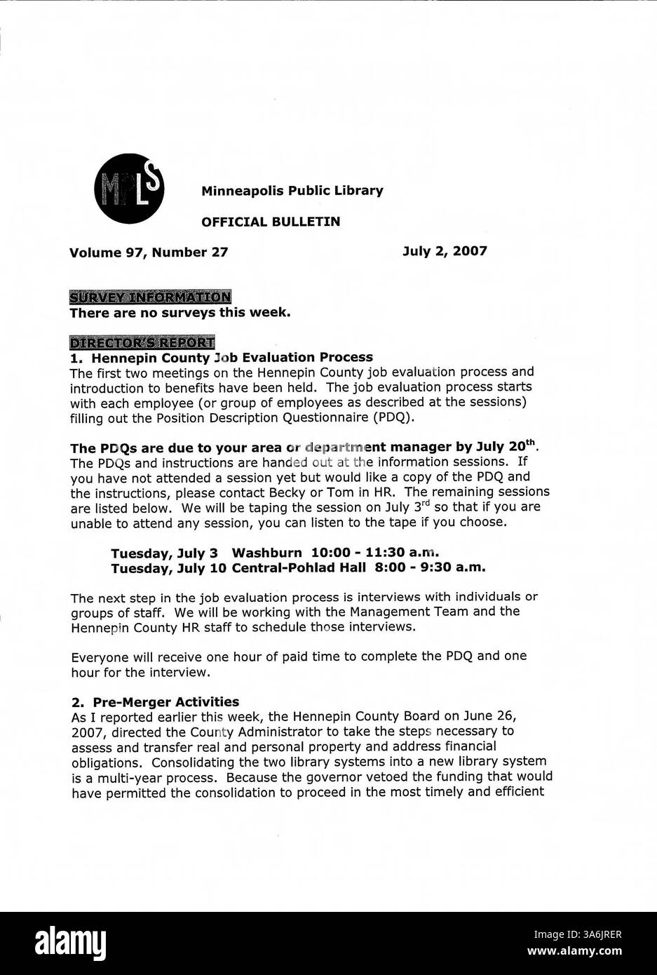 This 2007 Minneapolis Public Library Official Bulletin provides ...