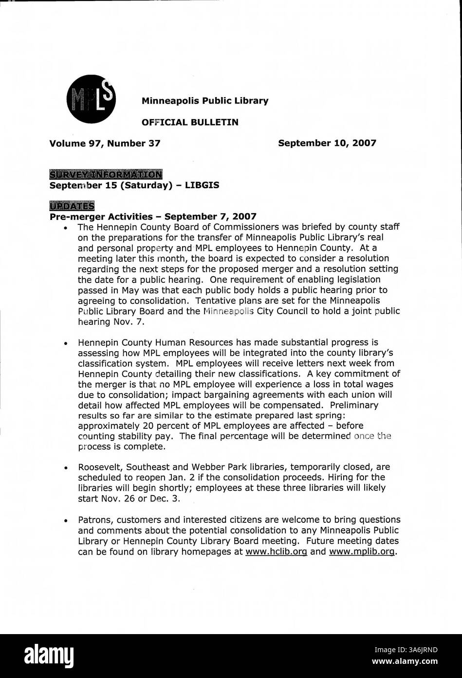 Minneapolis Public Library Official Bulletin 2007 is a weekly ...