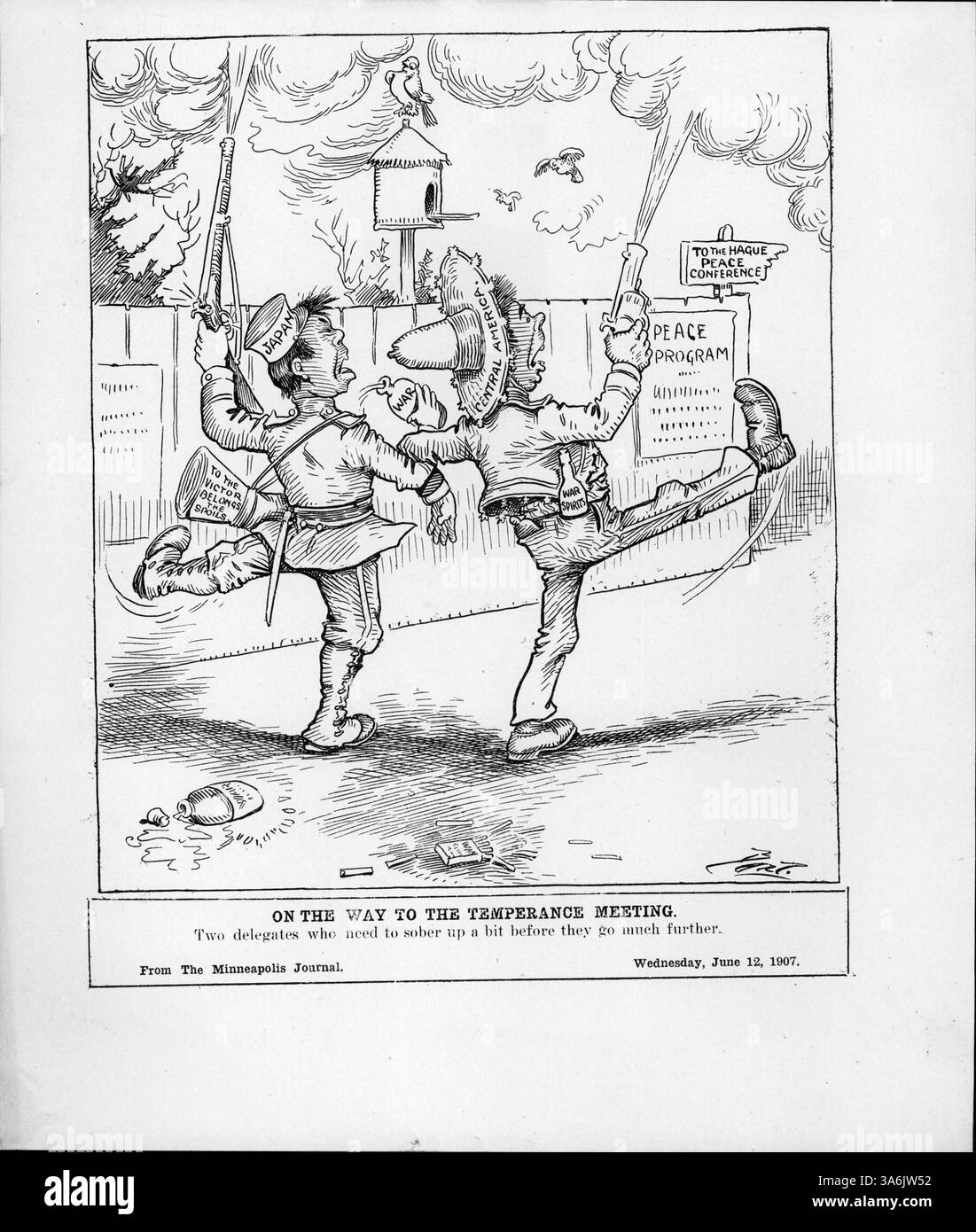 A satirical illustration depicts Japan and Central America stumbling ...