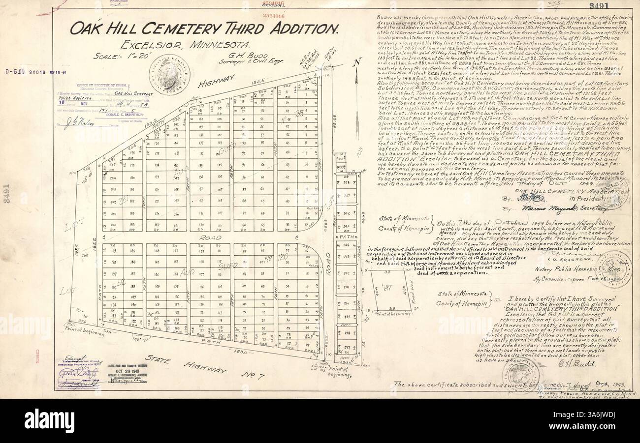 This map details the third addition to oak hill cemetery hi-res stock photography and images - Alamy