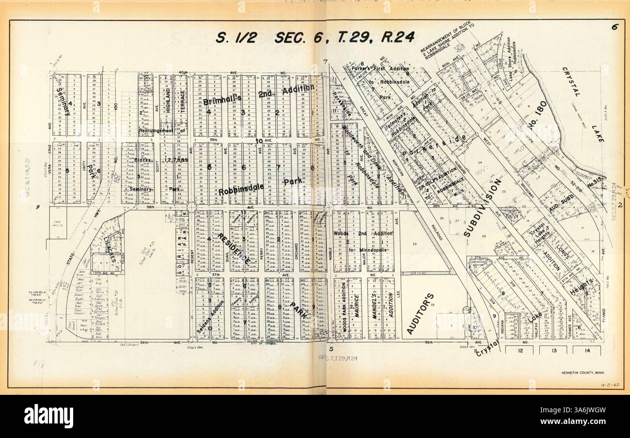 An atlas containing maps of Robbinsdale, Crystal, and New Hope with a 1956 base map and ...