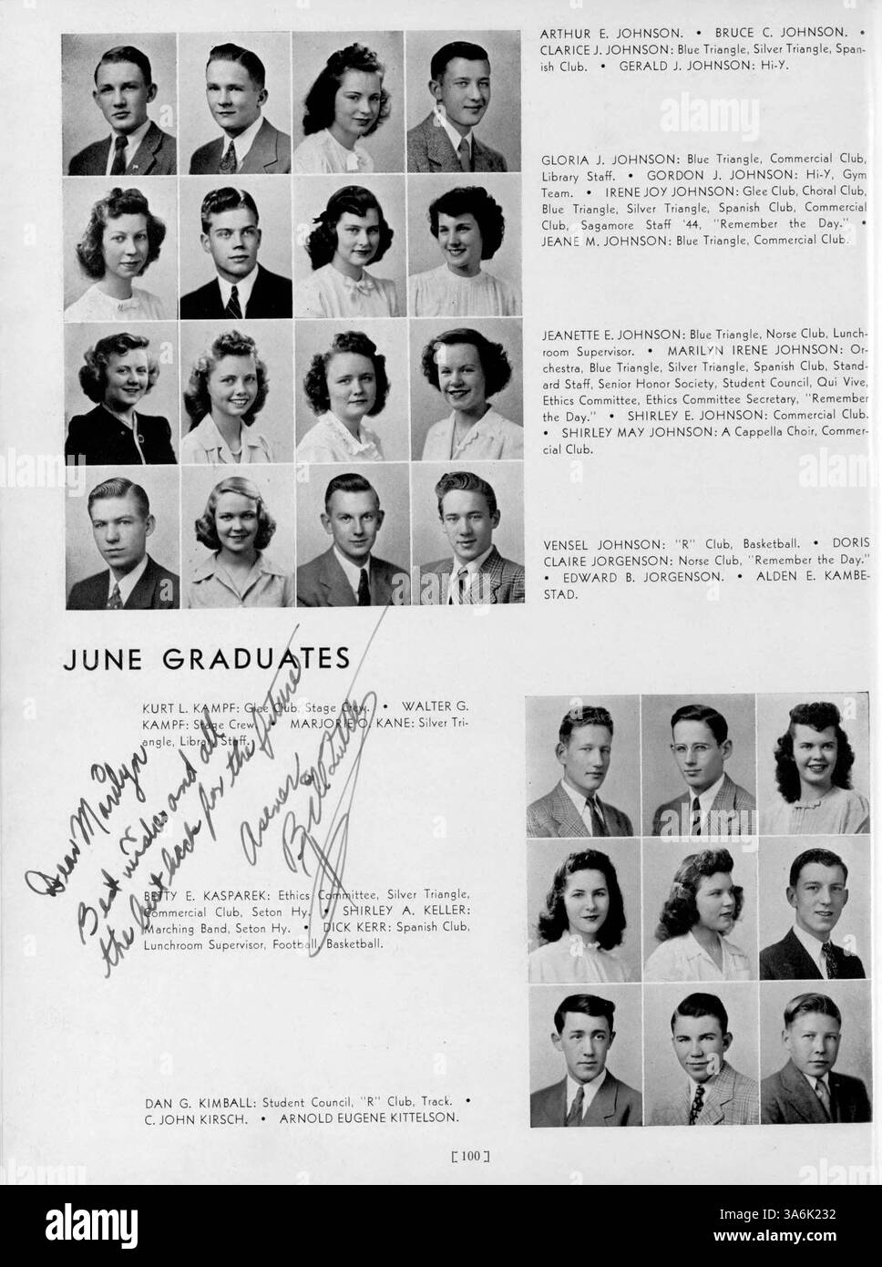 Yearbook from roosevelt high school highlights the 1943 1944 school year hi-res stock ...