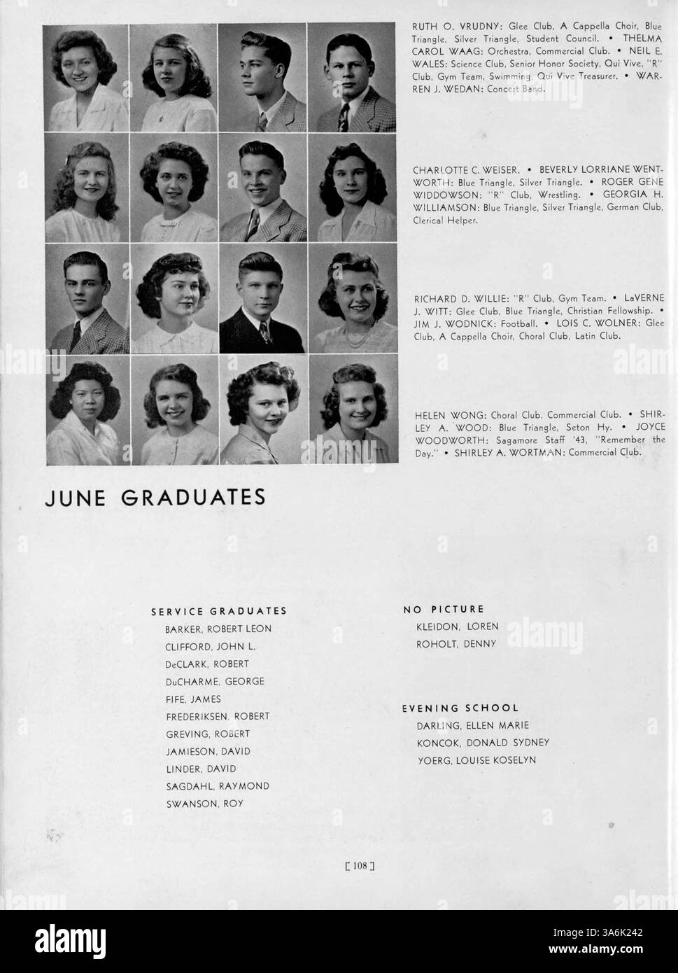 Yearbook from roosevelt high school in 1944 documents the students hi ...