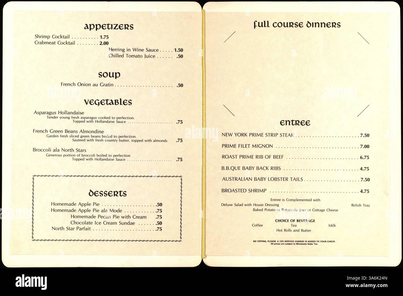 This Observatory Club menu is a bi-fold design featuring appetizers ...