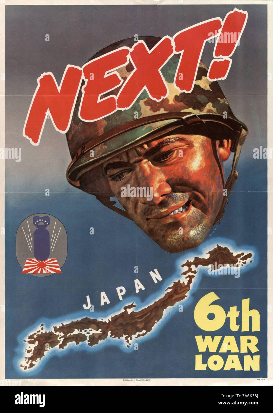 This 1944 image shows an American soldier gazing down on Japan, with ...