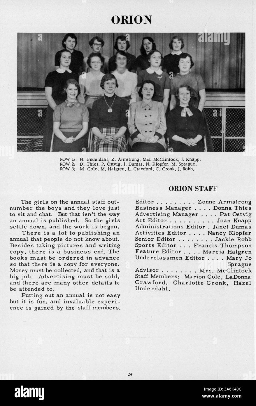 The Orion 1953 yearbook from Orono High School captures student life ...