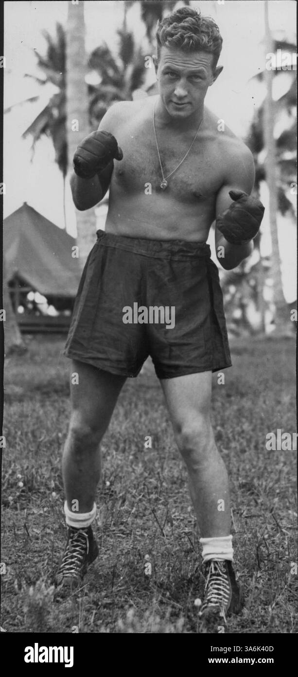 PFC Wally Holm, former Golden Glove Boxing Champion, poses for a Marine ...