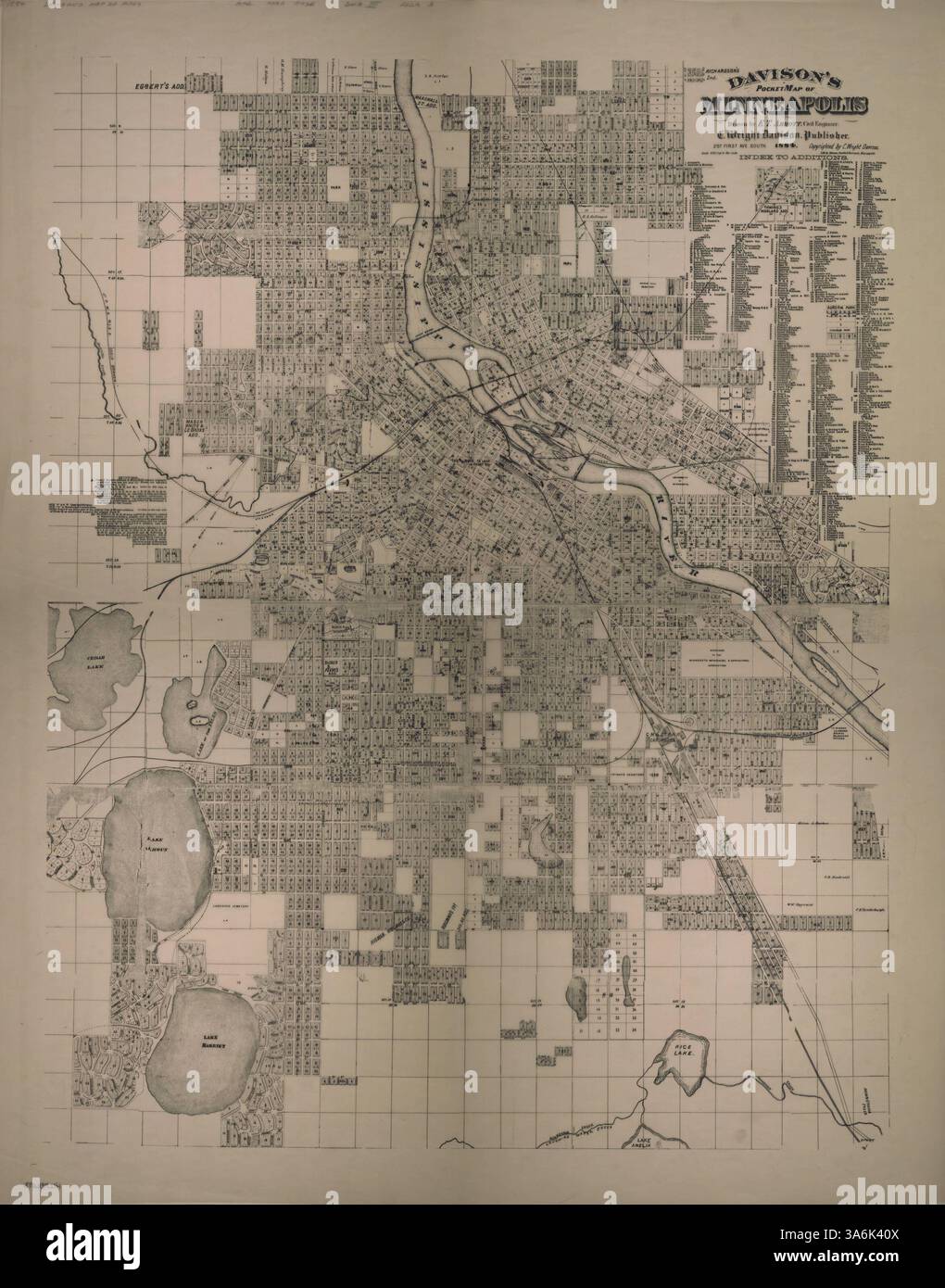 This pocket map of Minneapolis features an index of named additions and ...