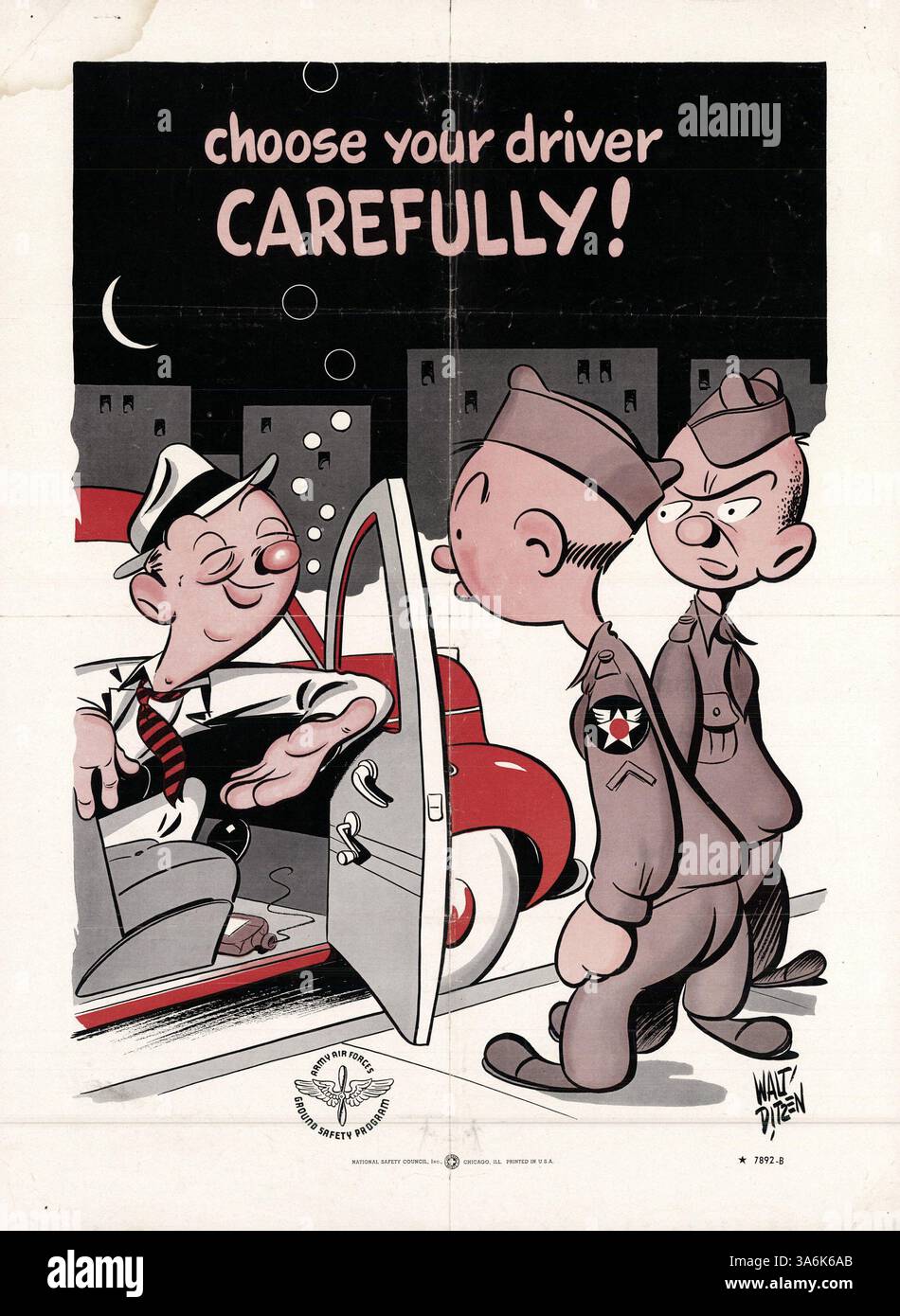 A safety poster from the Army Air Forces Ground Safety Program, warning ...