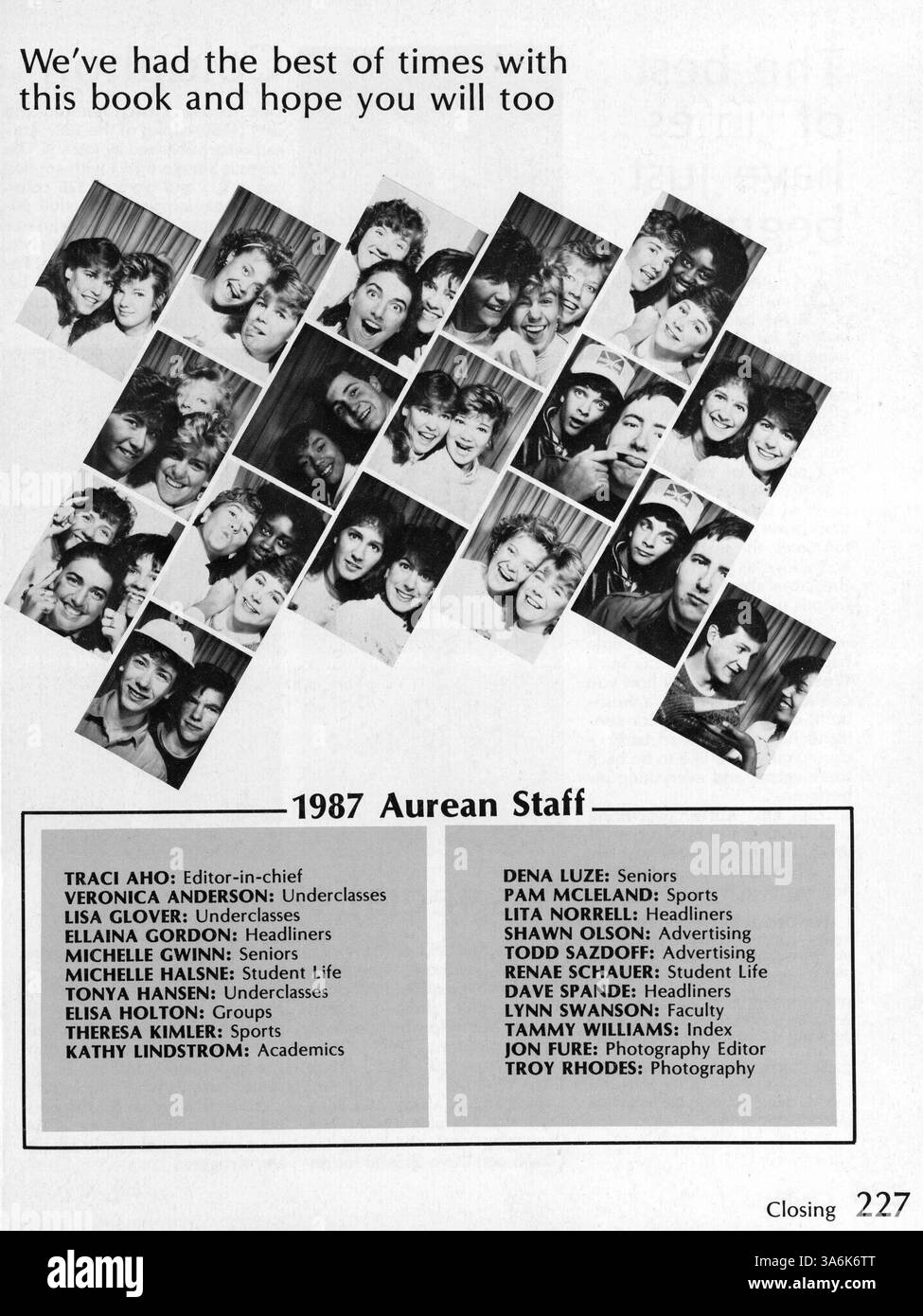 The 1987 Aurean yearbook from Richfield High School records the key ...