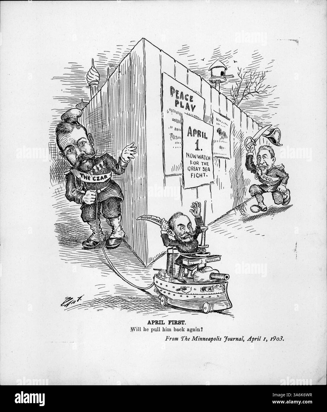 A political cartoon featuring Czar Nicholas taunting Admiral ...