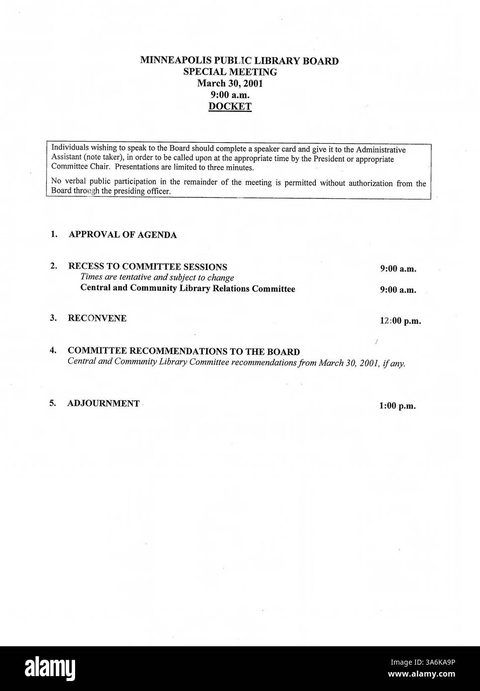 The 2001 minutes from the Minneapolis Public Library Board provide ...