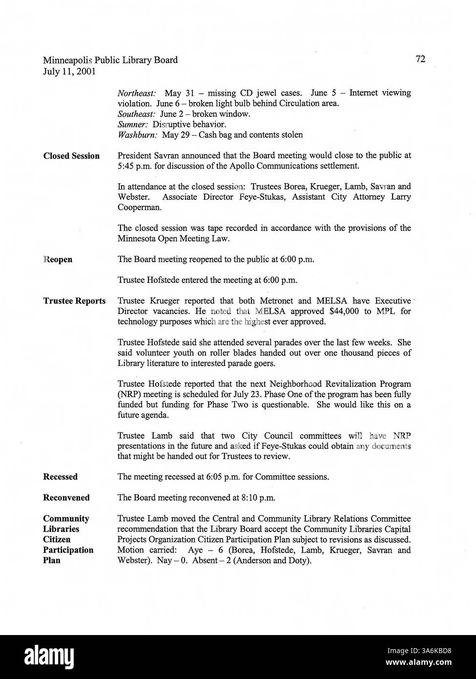The 2001 meeting minutes reflect the minneapolis public library hi-res ...