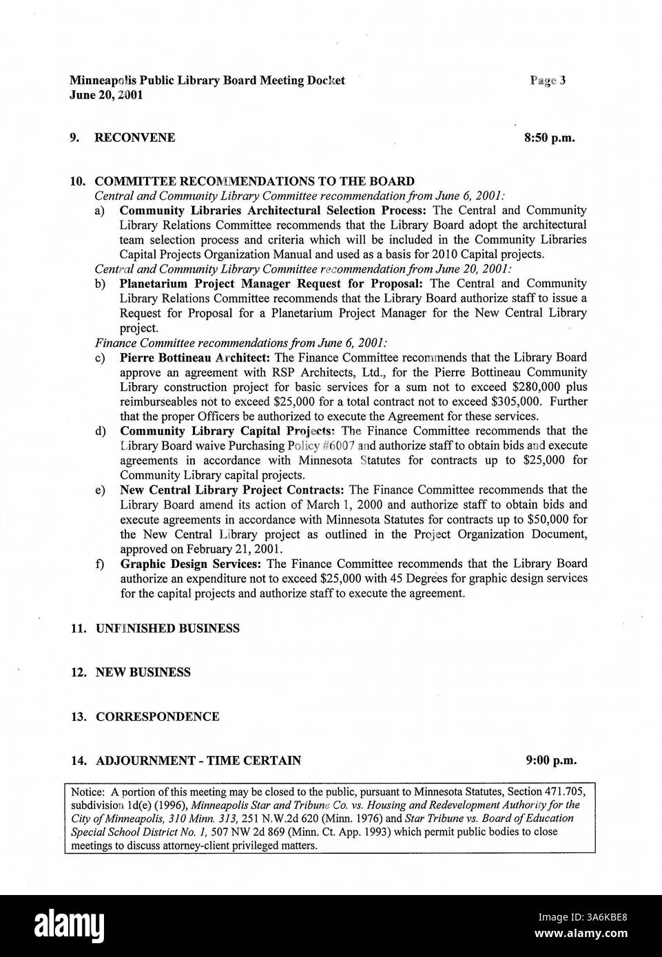 The 2001 meeting minutes of the Minneapolis Public Library Board cover ...