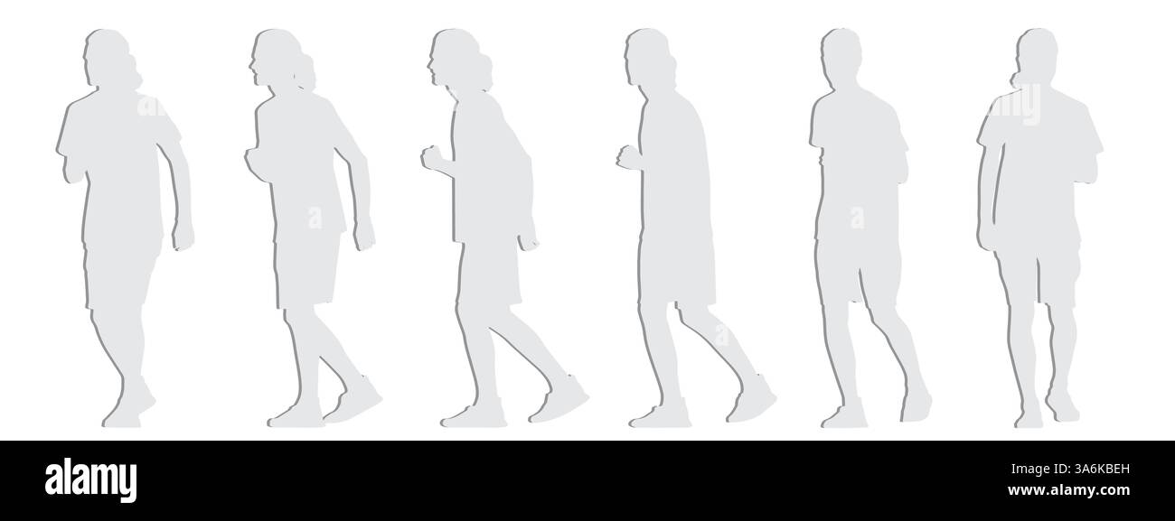 Vector concept conceptual gray paper cut silhouette of a man running ...