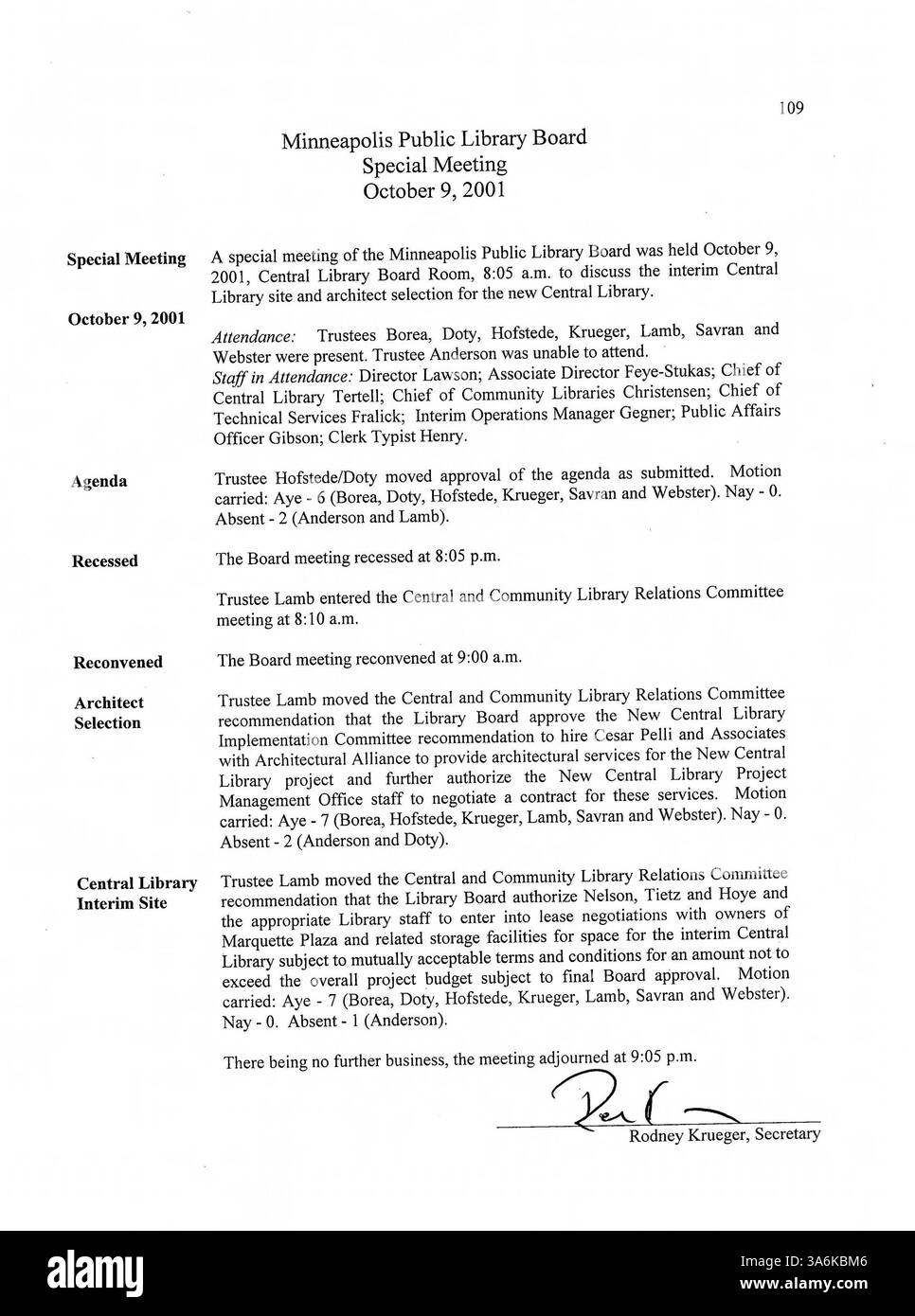 The 2001 minutes from the Minneapolis Public Library Board of Directors ...
