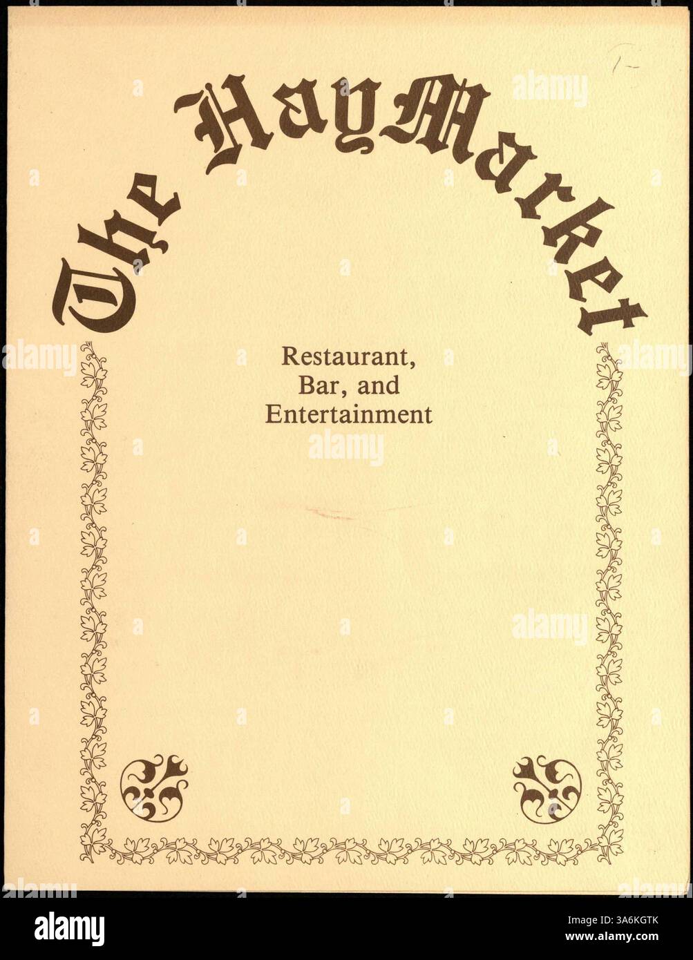 The HayMarket Menu features a bi-fold design printed on cream cardstock ...