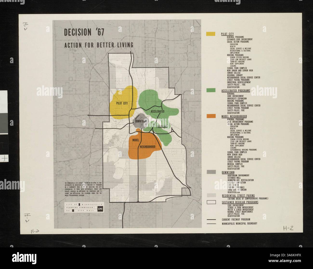 This map from 1967 highlights various urban initiatives in Minneapolis ...