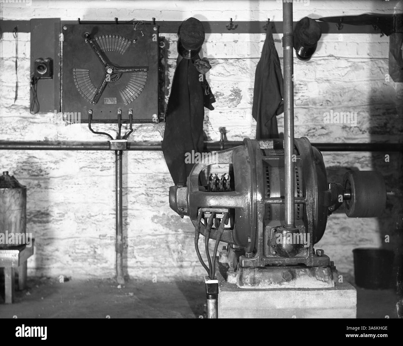 This image shows electrical work being conducted in Willard School, a ...