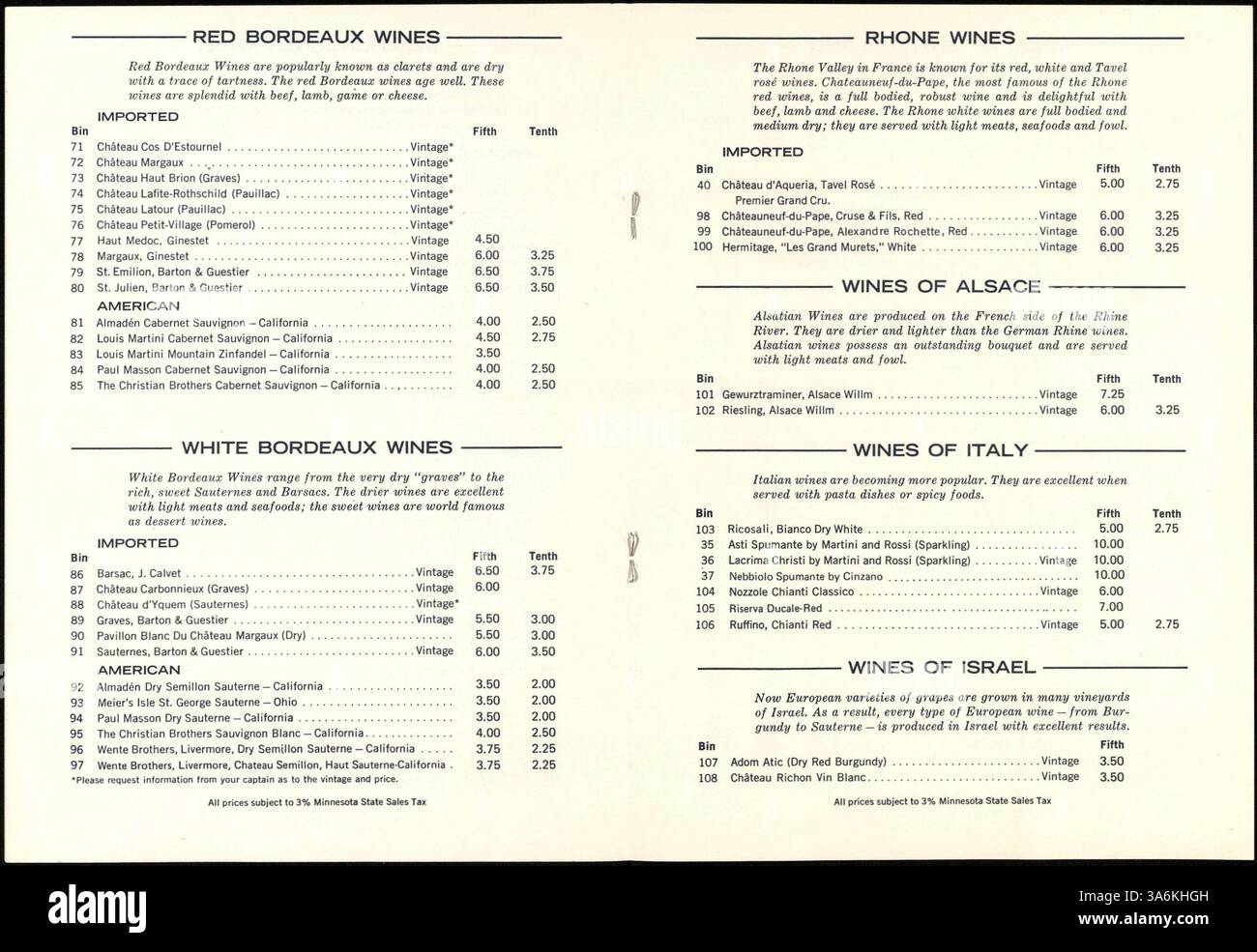 This wine list insert for Charlie's Cafe Exceptionale offers a variety ...