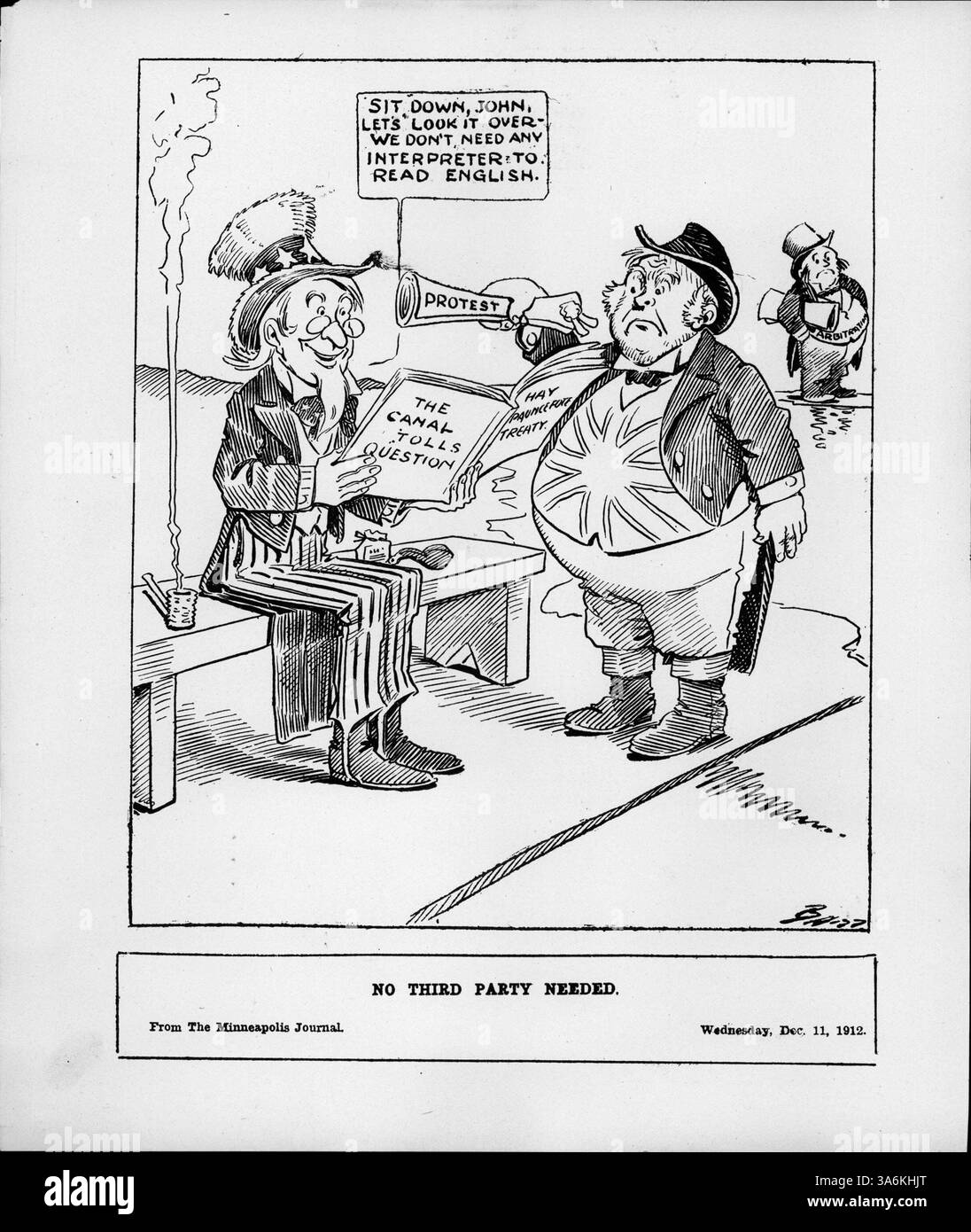 A political cartoon depicting Uncle Sam and John Bull discussing the ...