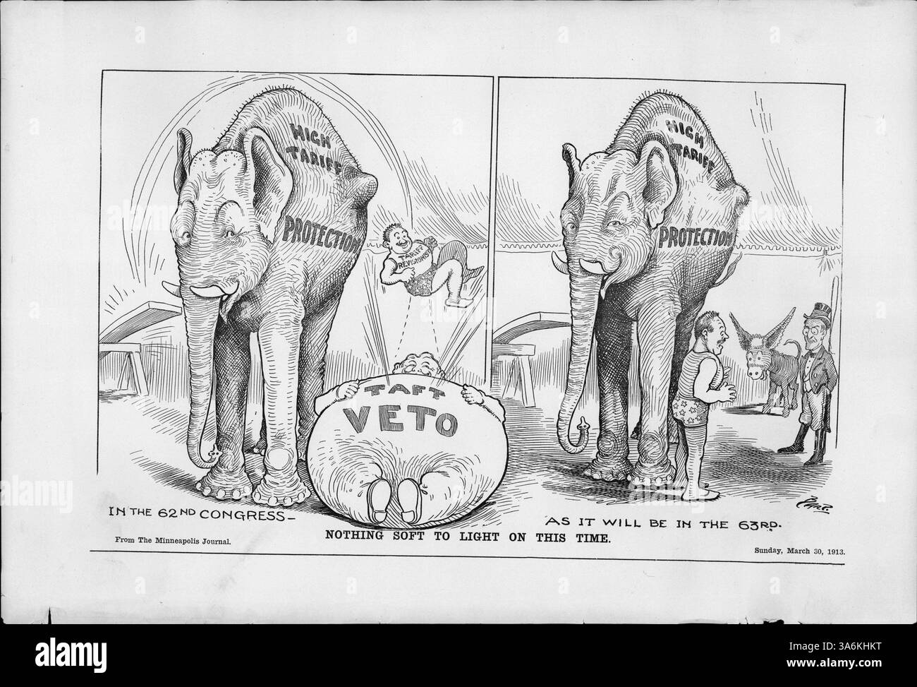 A political cartoon depicting tariff revision debates in the 62nd and ...