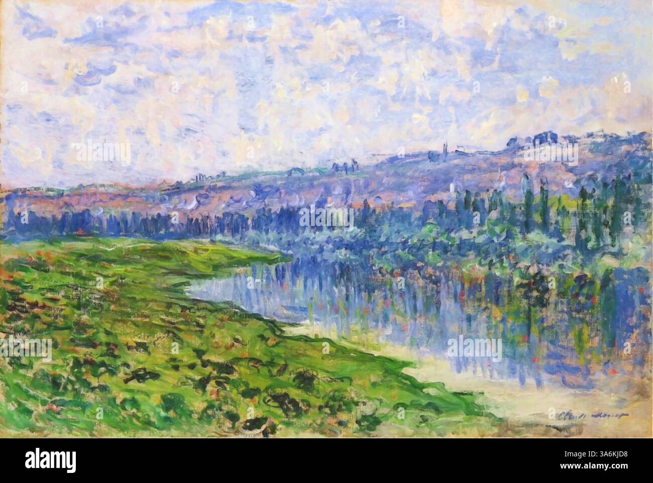 The Seine and the Chantemerle hills, 1880 (Painting) by Monet, Claude ...
