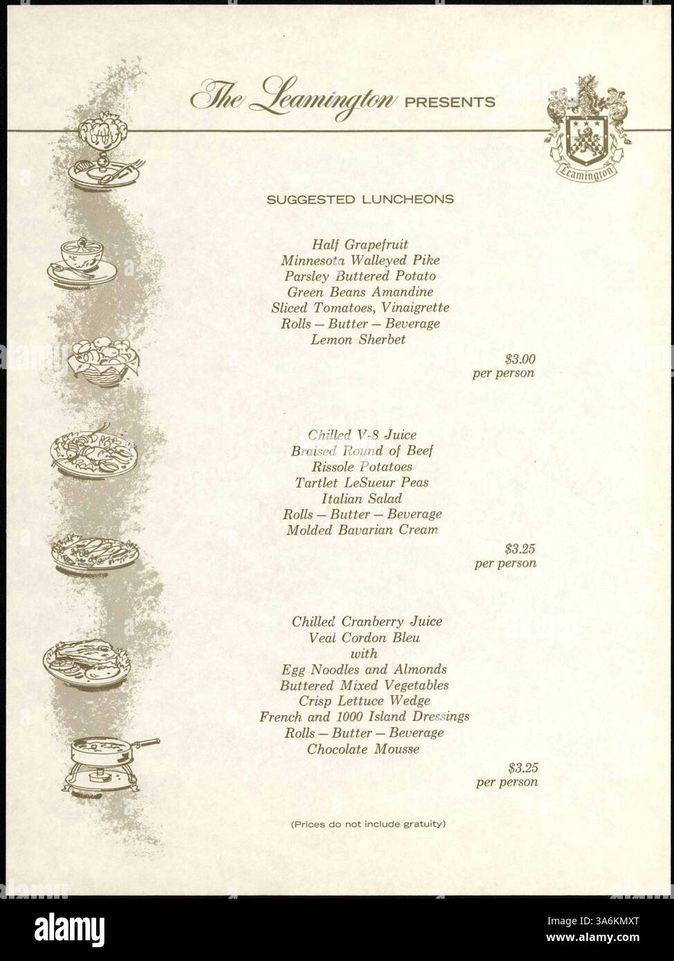 The Leamington Catering Luncheons Menu offers a selection of entrees ...