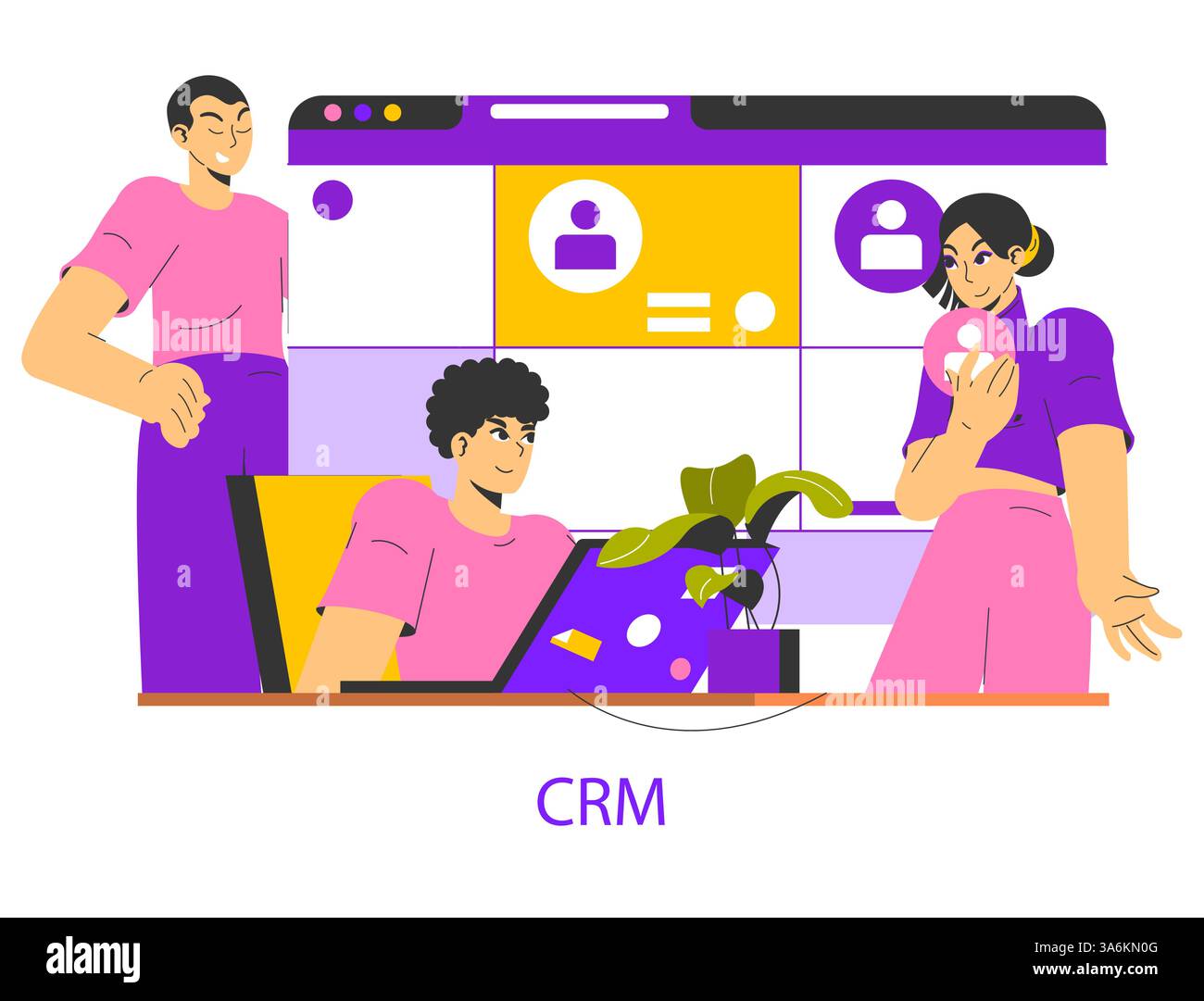 Business process scaling illustration in a digital workspace. Depicts ...