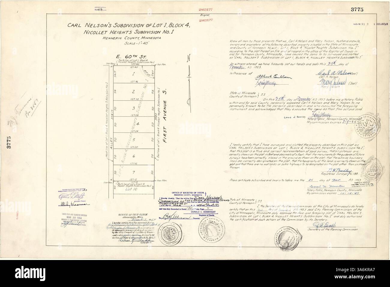 This document describes the subdivision of Lot 1, Block 4, within the ...