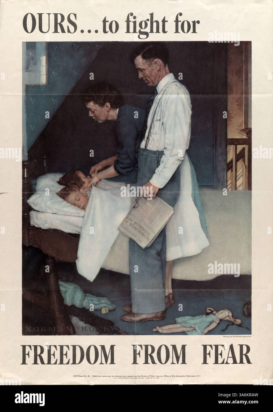 The poster 'Ours... to Fight For - Freedom From Fear' from 1943 ...