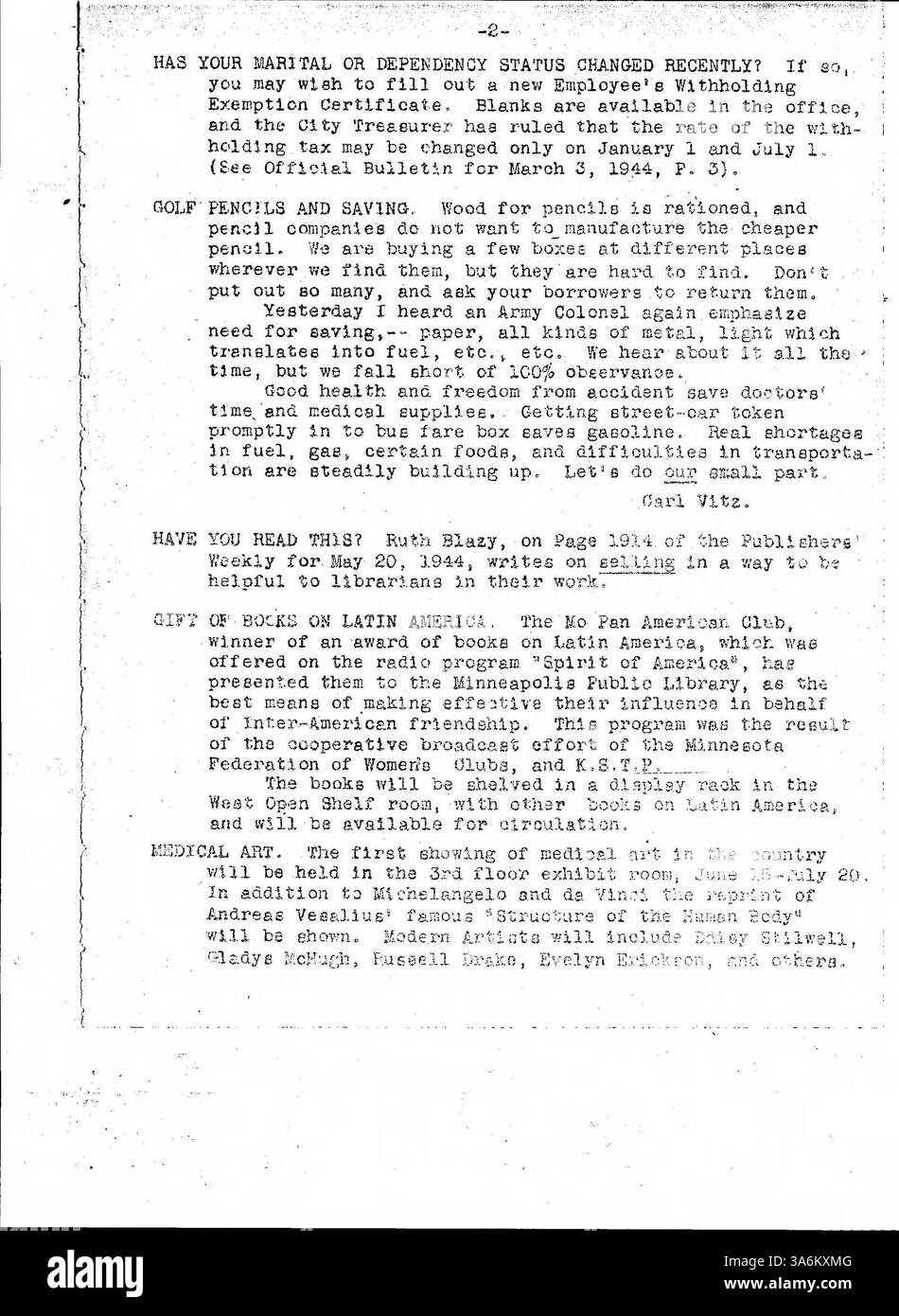 The Minneapolis Public Library's weekly bulletin from 1944 highlights ...