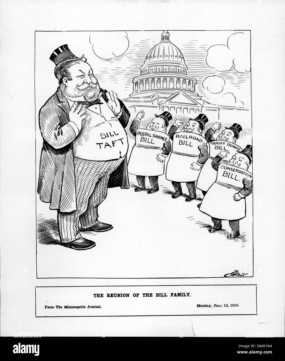 President Taft stands before four men, each representing a different ...