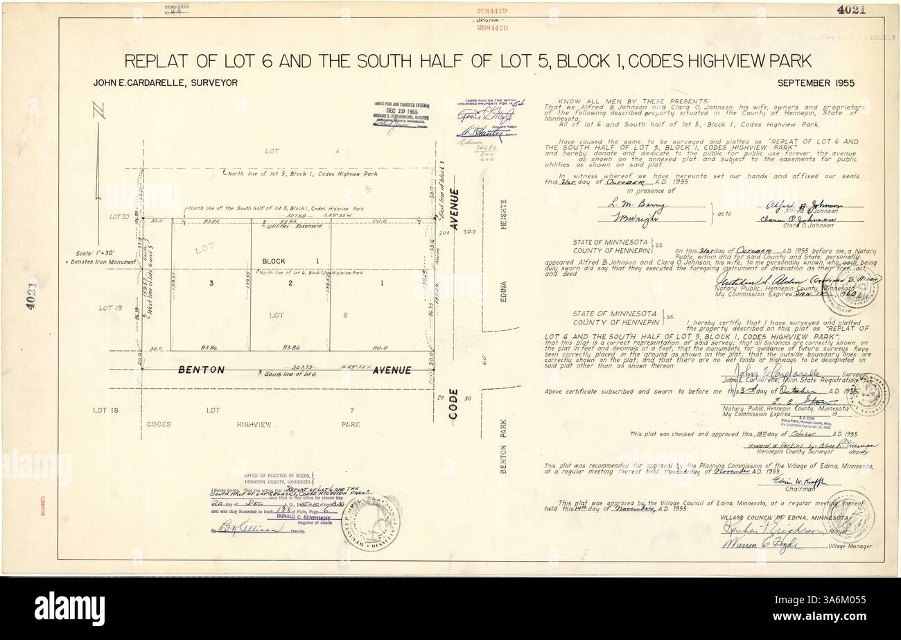 The replat of Lot 6 and the South Half of Lot 5 in Block 1 of Highview ...