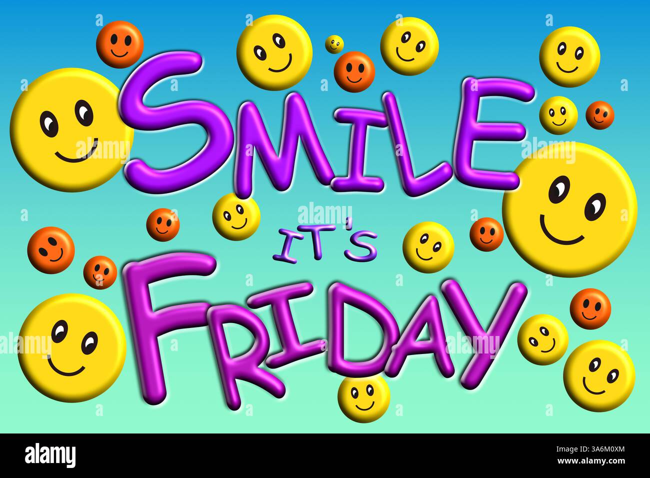 Smile It's Friday, illustration. Phrase in colourful letters with smily ...