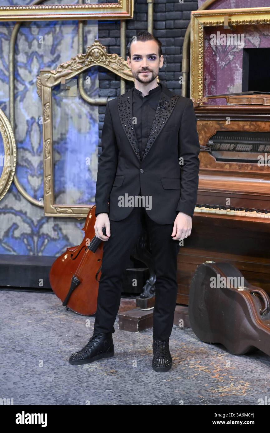 Rome, Italy. 25th Mar, 2025. Rome: Rai Studios ex Dear. Transmission Ciao Maschio. In the photo ...