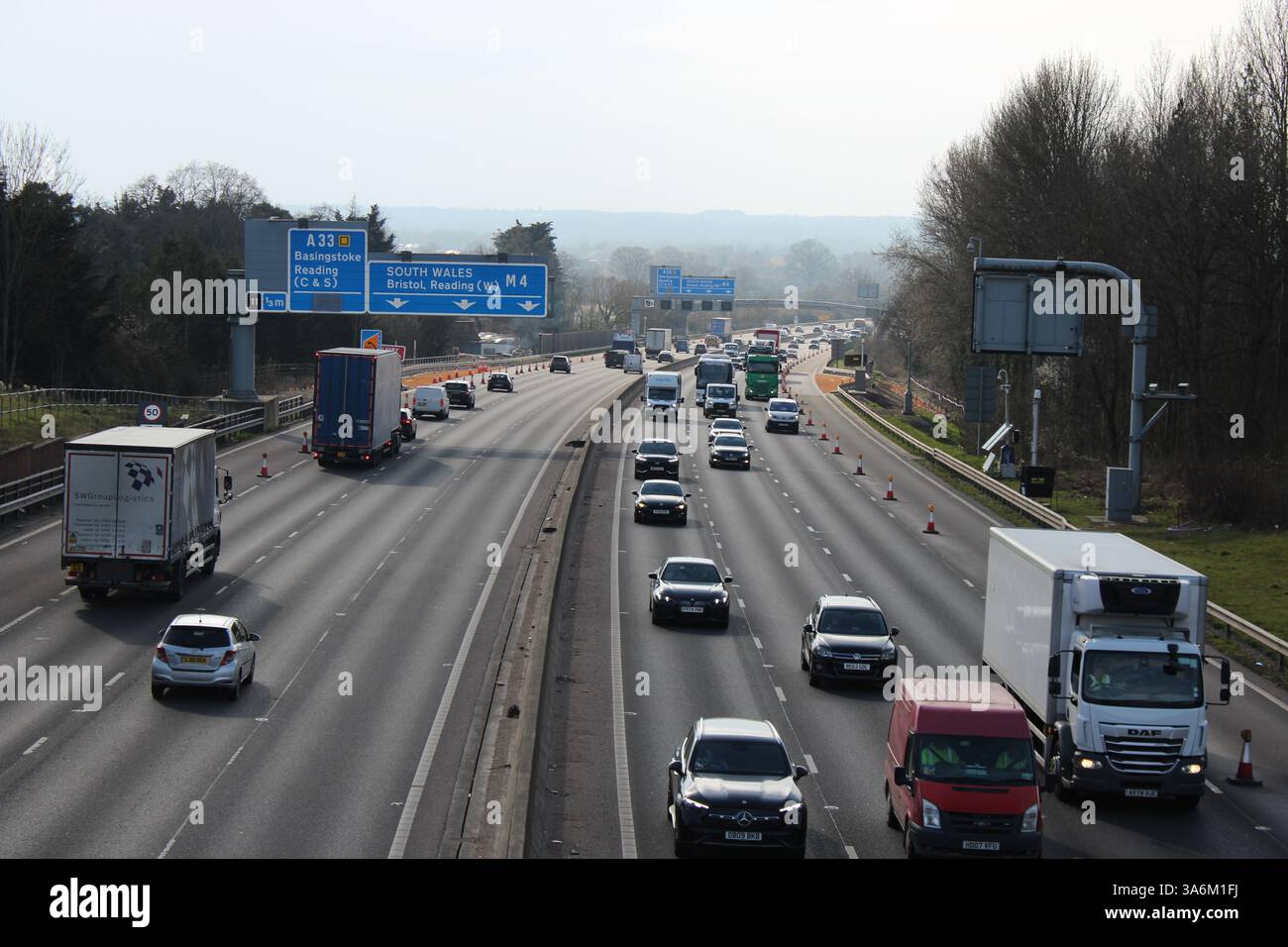 M4 Smart motorway under roadworks with newly built Emergency Areas ...
