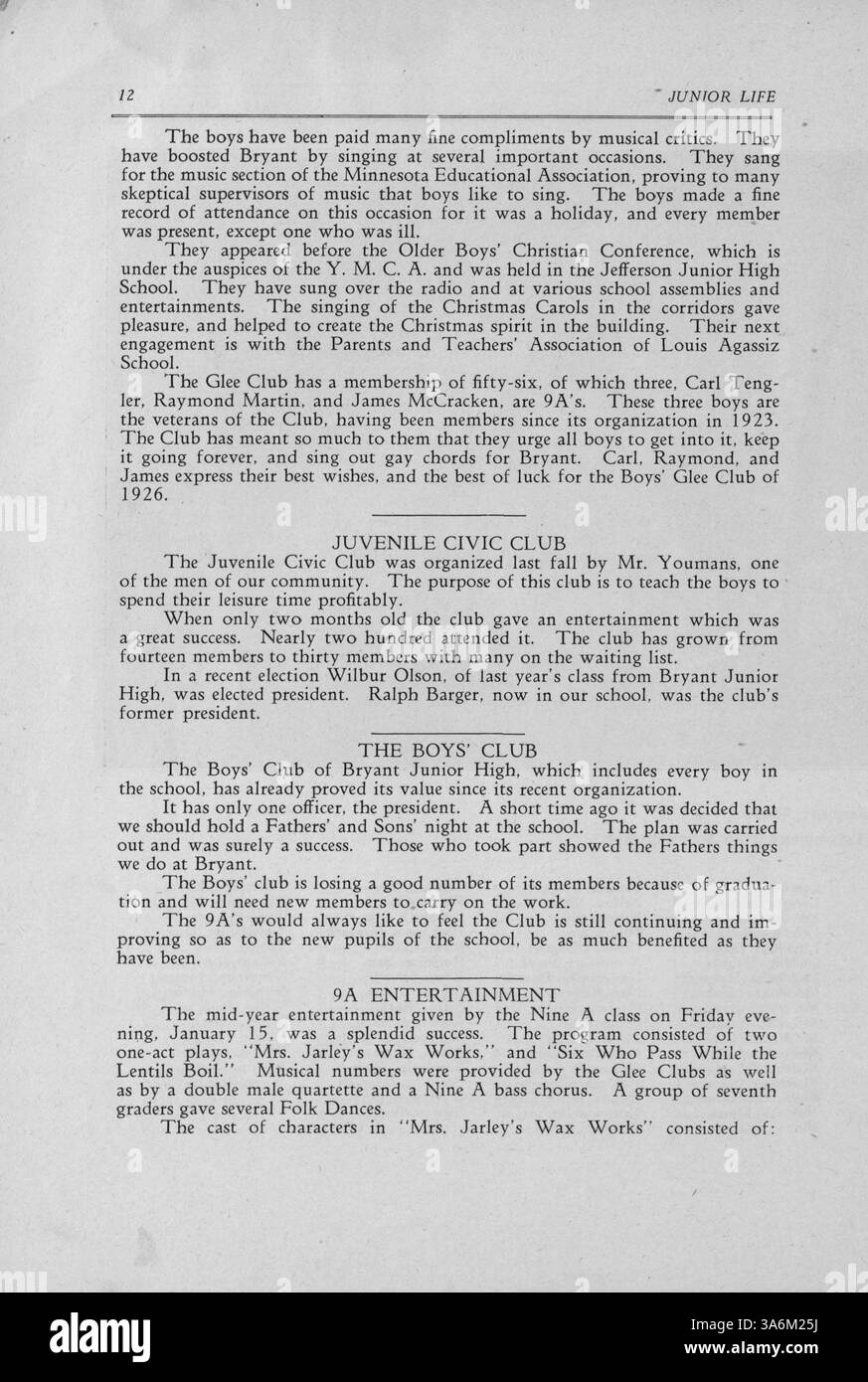 The January 1926 edition of the Bryant Jr. High Yearbook highlights the ...