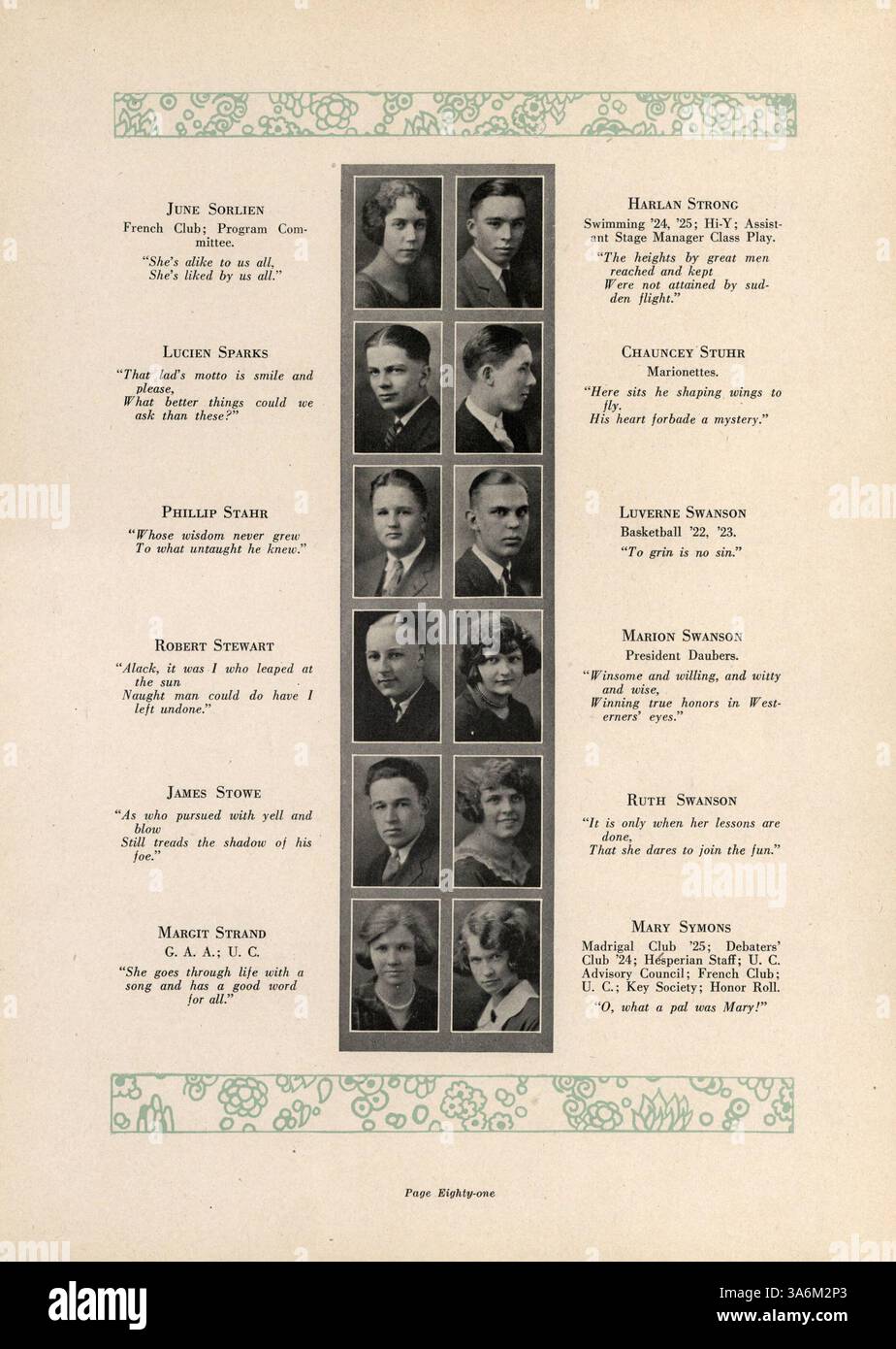 Yearbook provides a snapshot of west high schools 1924 1925 year hi-res stock photography and ...