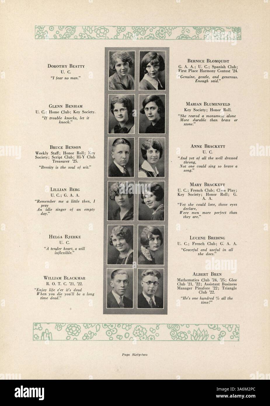 1925 yearbook from west high school reflects the student body hi-res stock photography and ...
