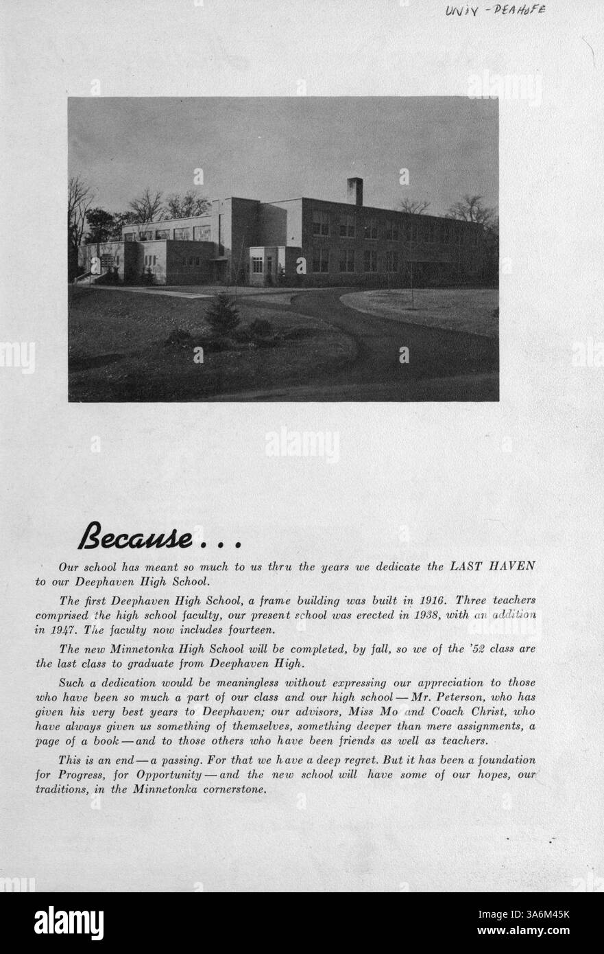 The Deephaven High Yearbook 1952 highlights the key moments, students ...