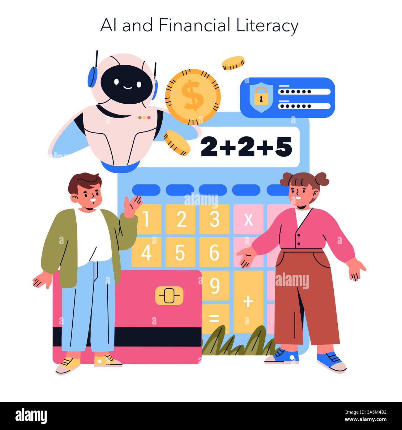 AI and financial literacy conceptualization. The illustration shows ...