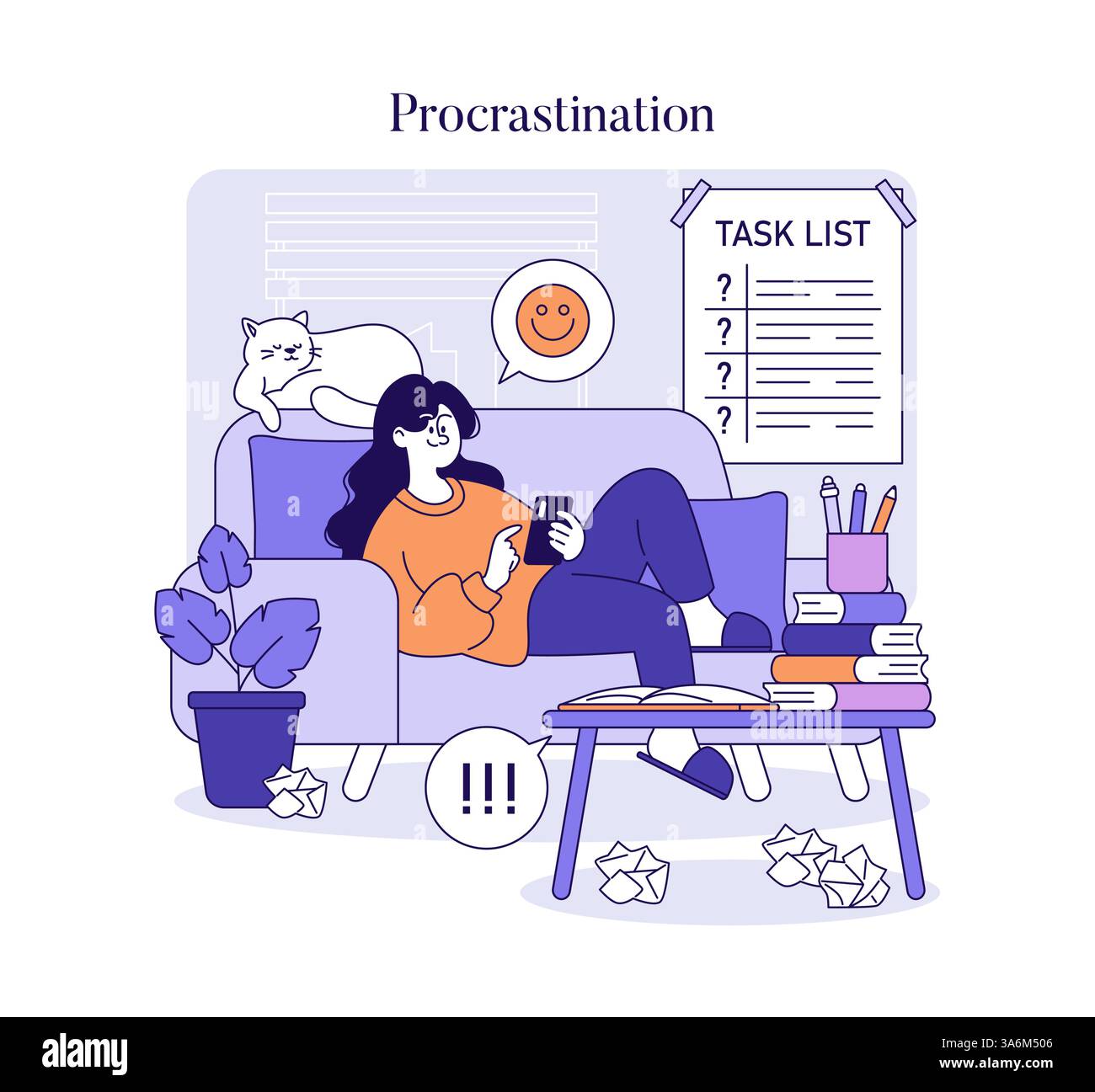 Procrastination concept illustrated through a relaxed individual on a ...