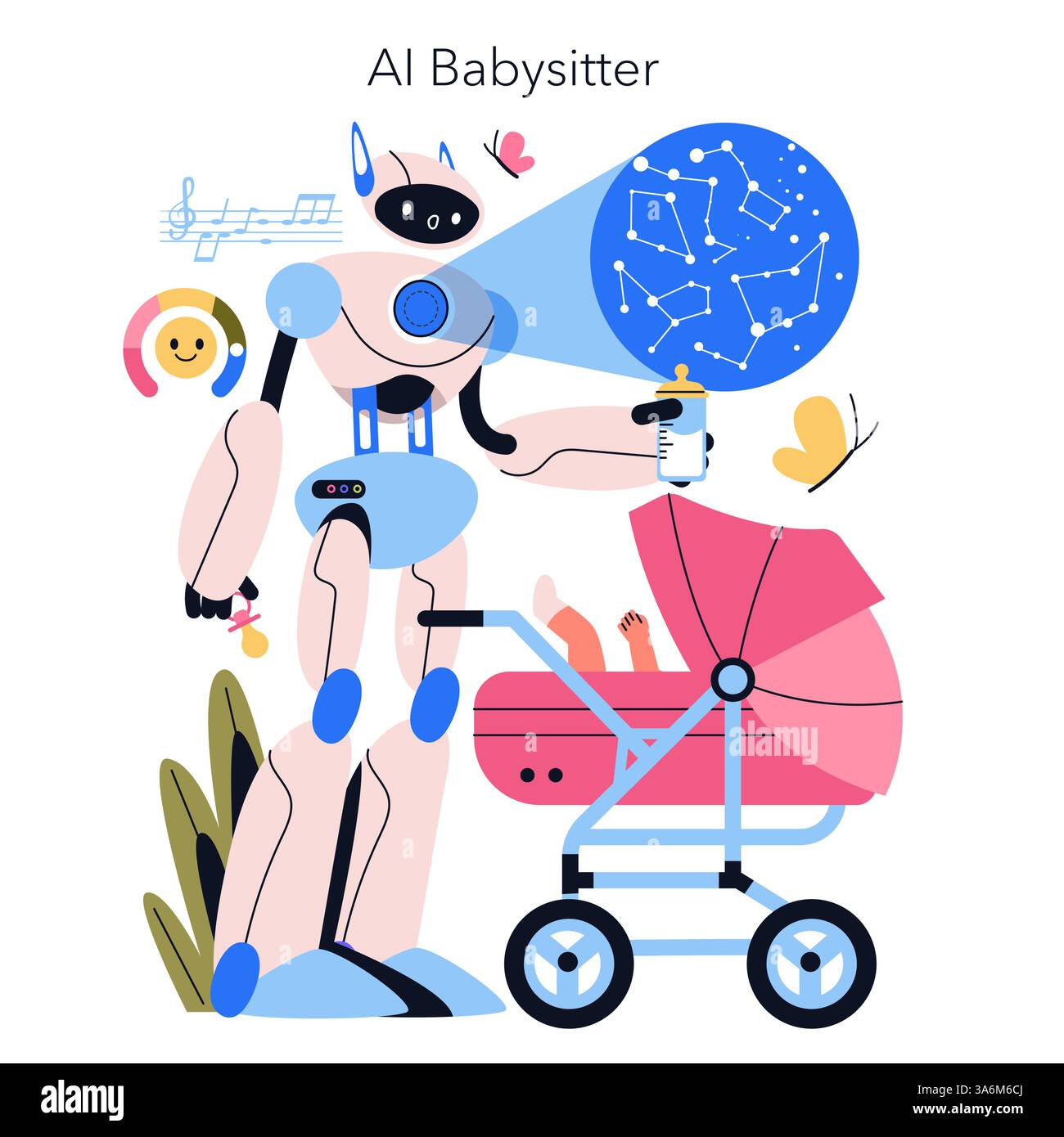 AI co-parenting concept where a robot takes on the childcare role ...