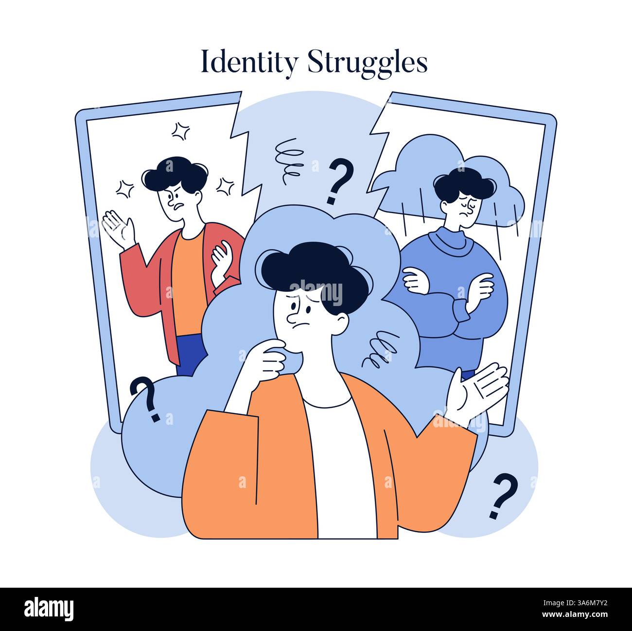 The illustration represents the complexities of identity struggles ...