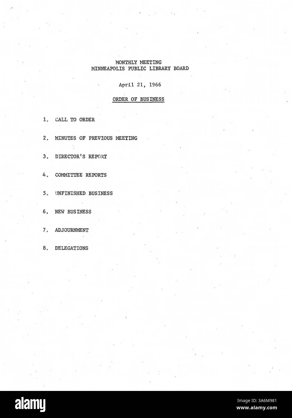The 1966 meeting minutes document the minneapolis public library hi-res ...