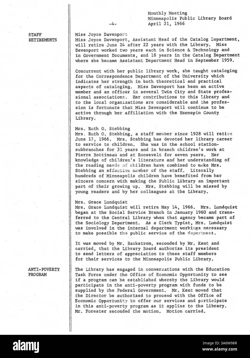 The 1966 minutes of the Minneapolis Public Library Board of Directors ...