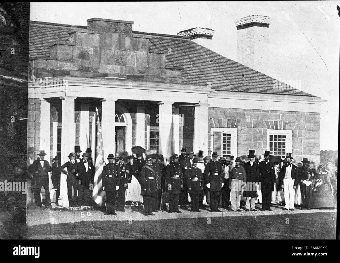 A historical photograph of officers from the First Regiment of ...